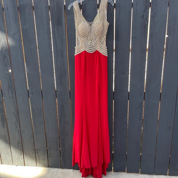 Dresses | Red And Gold Evening Dress | Poshmark